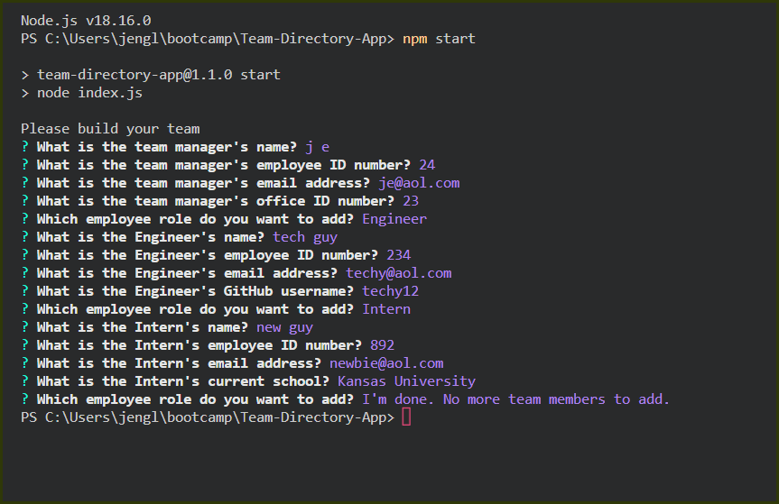 GitHub - jengle-dev/Team-Directory-App