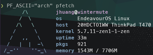 EndeavourOS Logo Misaligned · Issue #68 · dylanaraps/pfetch · GitHub