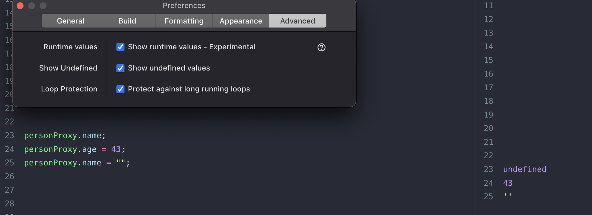 Unchecking the (show runtime values) still displays the empty strings · Issue #511 · lukehaas ...