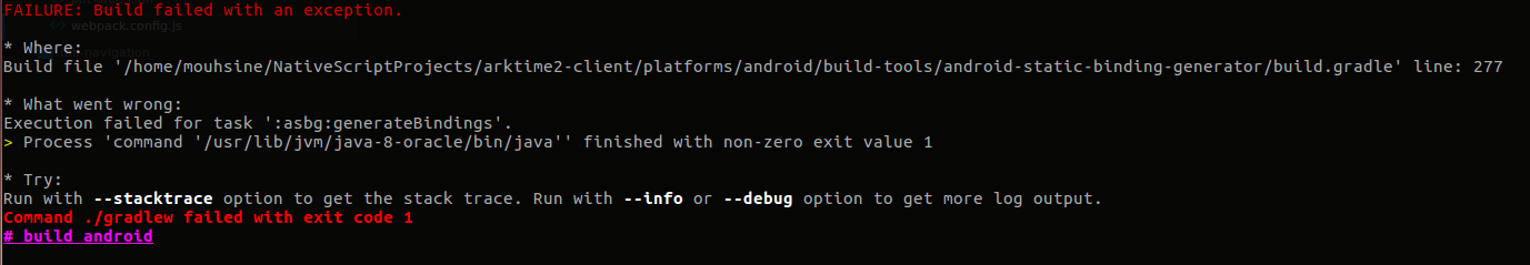 Execution failed for task ':asbg:generateBindings'. · Issue #5399 · NativeScript/NativeScript ...