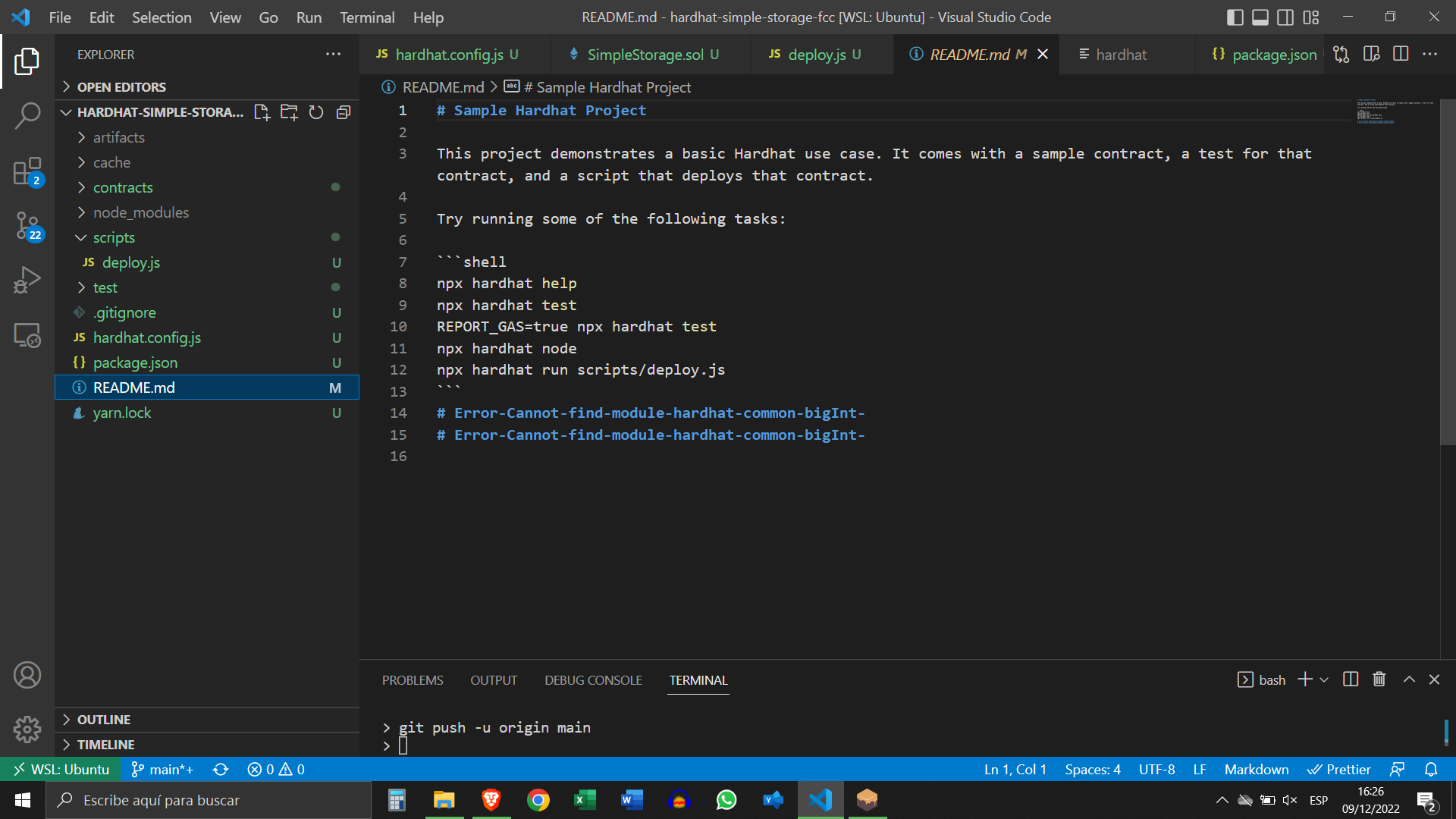 Lesson 6 Yarn Hardhat Run Scriptsdeployjs · Smartcontractkit Full Blockchain Solidity Course