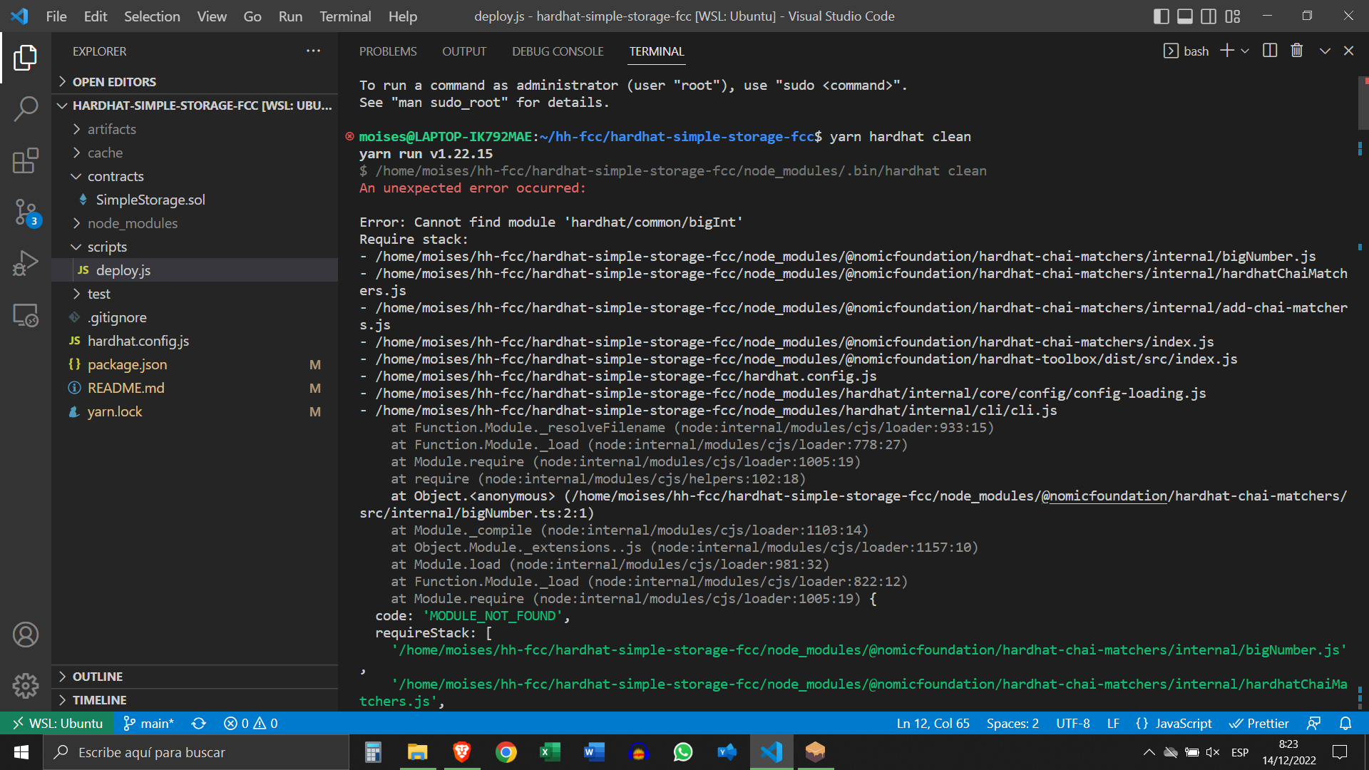 Lesson 6 Yarn Hardhat Run Scriptsdeployjs · Smartcontractkit Full Blockchain Solidity Course