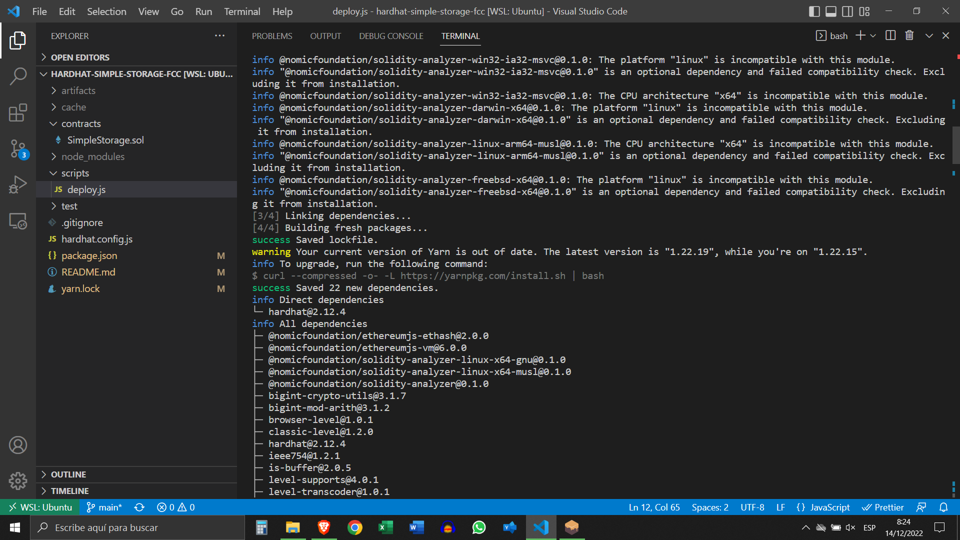 LESSON 6: yarn hardhat run scripts/deploy.js · smartcontractkit full-blockchain-solidity-course ...