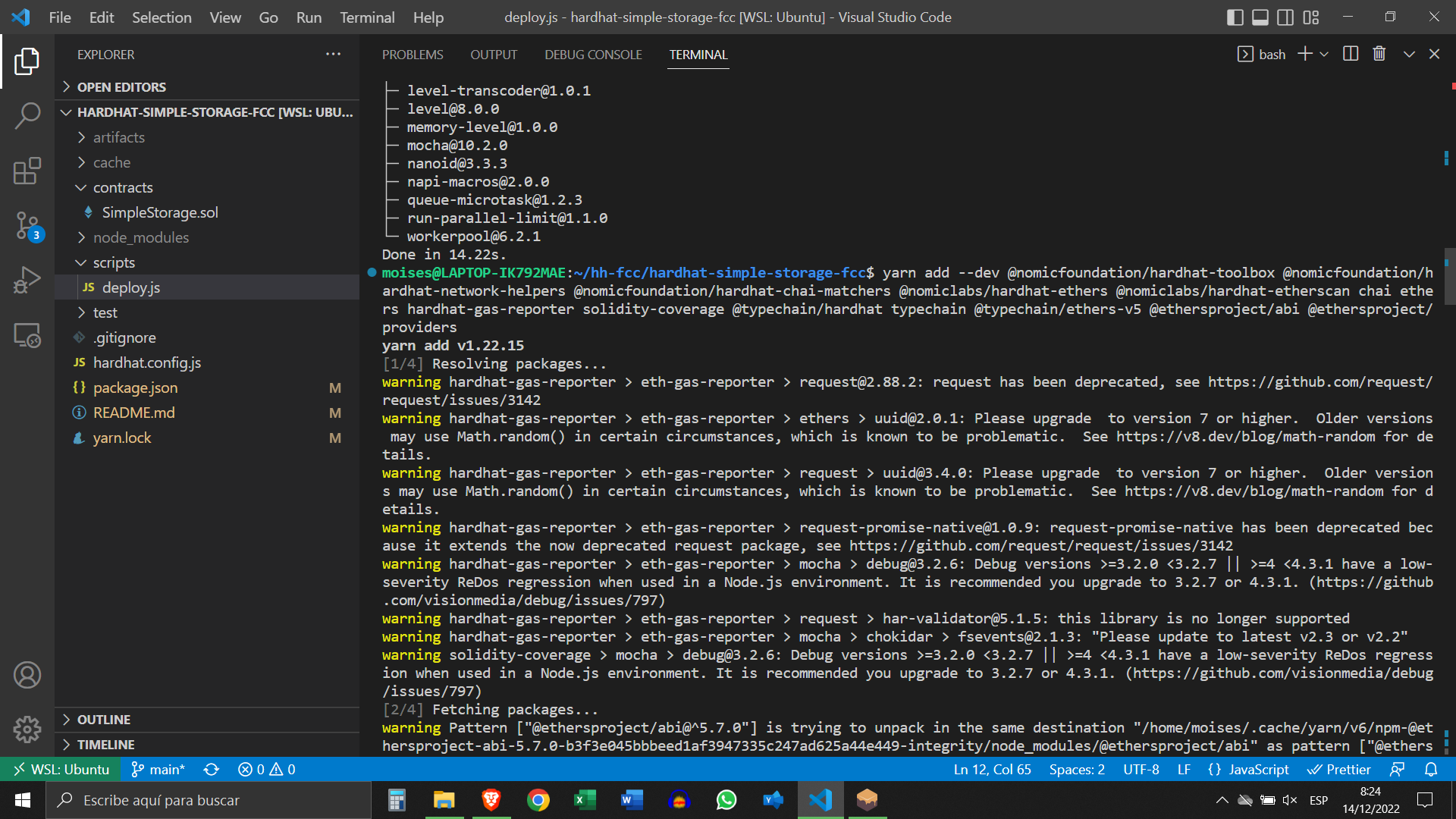LESSON 6: yarn hardhat run scripts/deploy.js · smartcontractkit full-blockchain-solidity-course ...