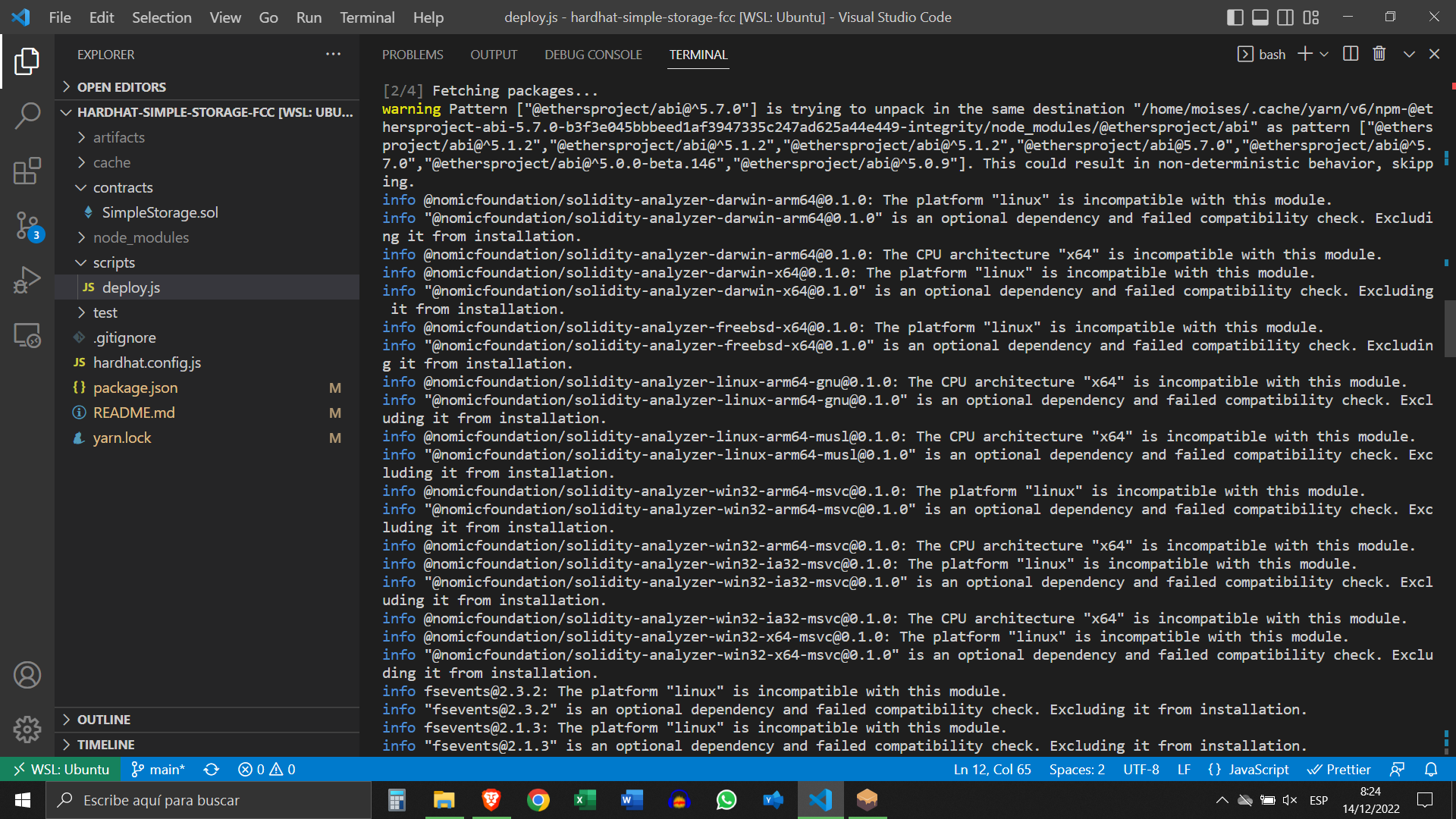 Lesson 6 Yarn Hardhat Run Scriptsdeployjs · Smartcontractkit Full Blockchain Solidity Course