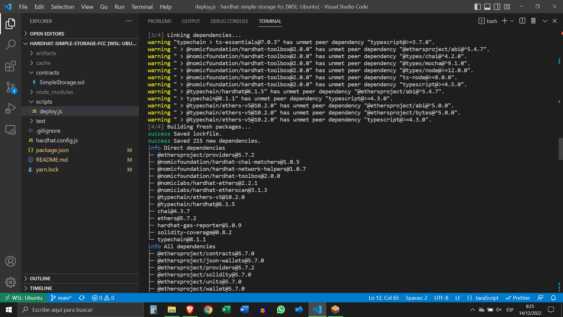Lesson 6 Yarn Hardhat Run Scriptsdeployjs · Smartcontractkit Full Blockchain Solidity Course
