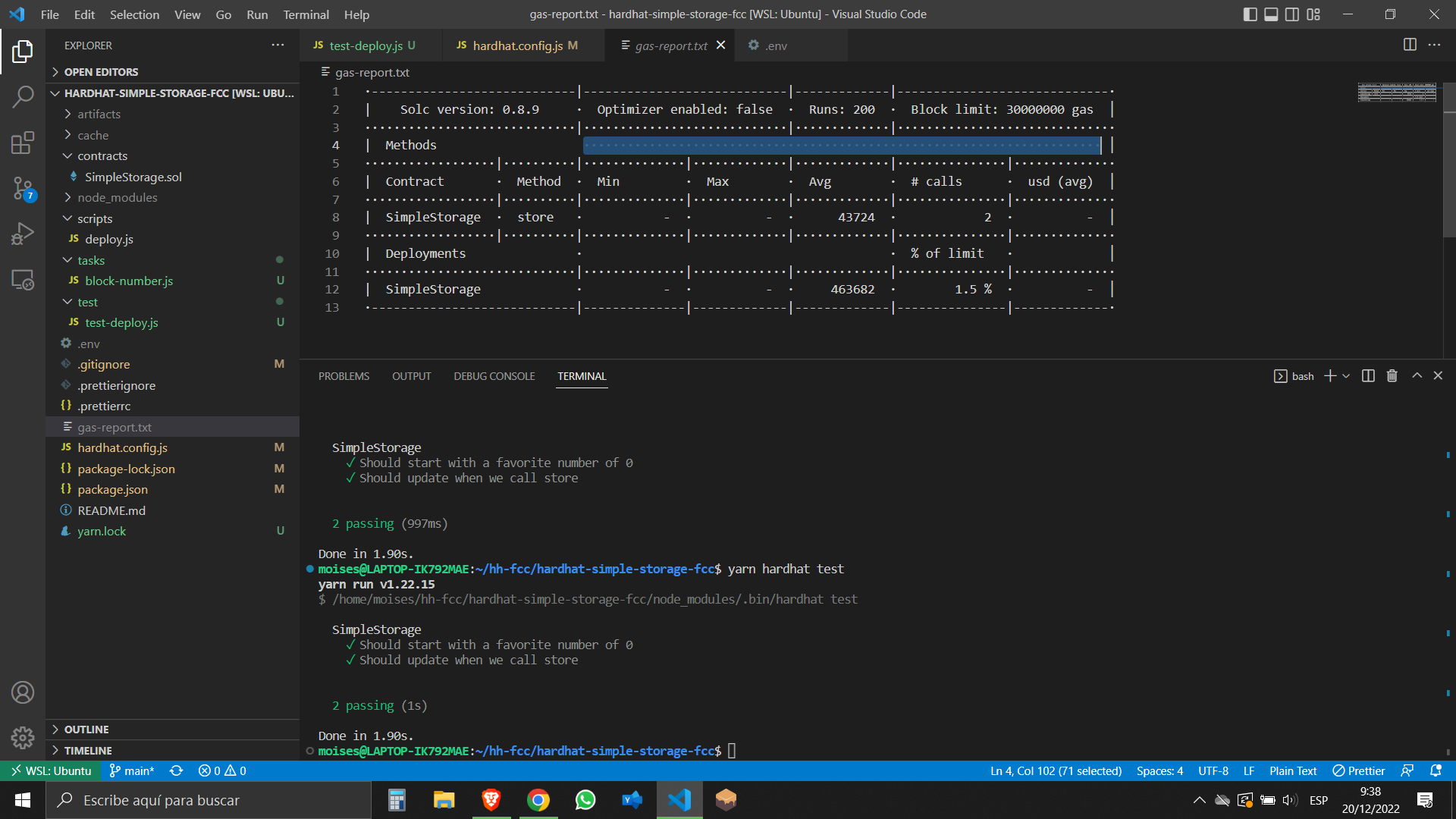 Lesson 6: Hardhat Gas Reporter & Coinmarketcap API · smartcontractkit full-blockchain-solidity ...