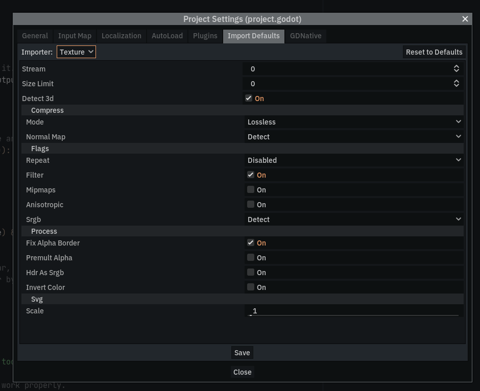 Add an editor setting to choose the default import texture preset on all projects · Issue #3483 ...