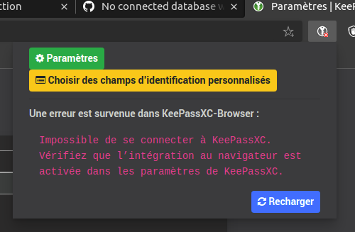 No connected database was found. · Issue #1062 · keepassxreboot/keepassxc-browser · GitHub