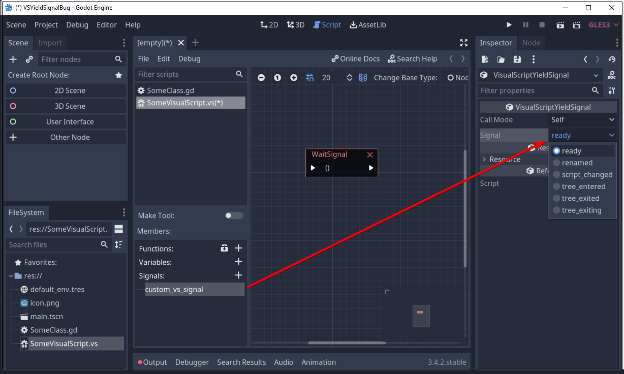 VisualScriptYieldSignal does not support custom signals · Issue #58063 ...