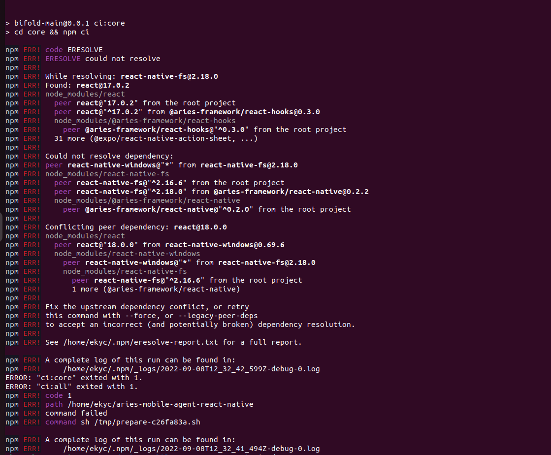 Installation error · Issue #434 · openwallet-foundation/bifold-wallet · GitHub