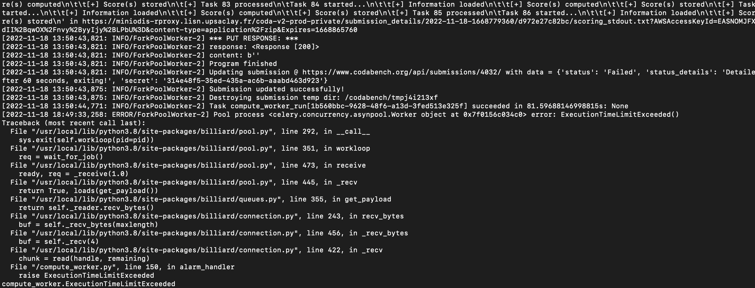 No scoring errors shown despite ExecutionTimeLimitExceeded · Issue #747 · codalab/codabench · GitHub