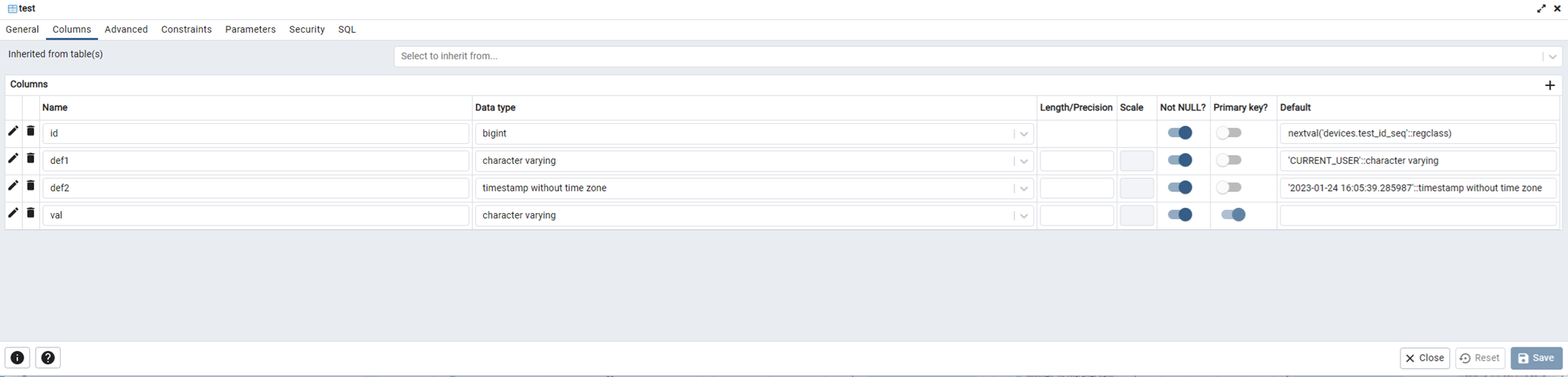 Functions as Default values are executed during creation of new table · Issue #5778 · pgadmin ...