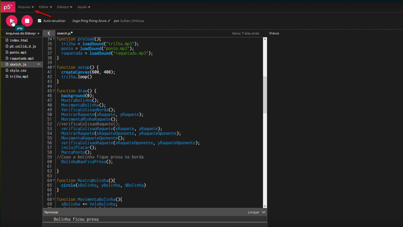 GitHub - JullianVinicius/Projeto-Ping-Pong: Esse projeto foi desenvolvido assistindo as aulas do ...