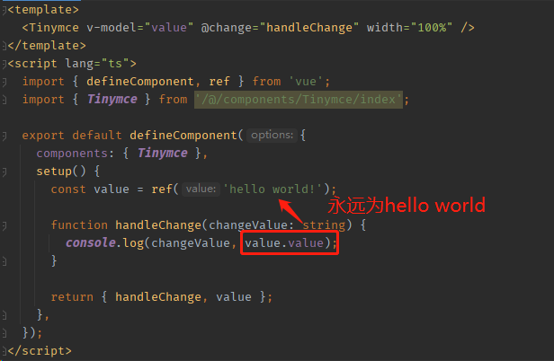 Tinymce组件value双向绑定的BUG · Issue #981 · vbenjs/vue-vben-admin · GitHub