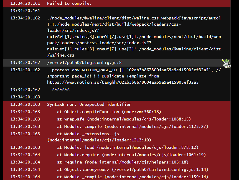 【部署错误】v3.6.1 修改blog.config.js后部署时报错 · Issue #521 · tangly1024/NotionNext · GitHub