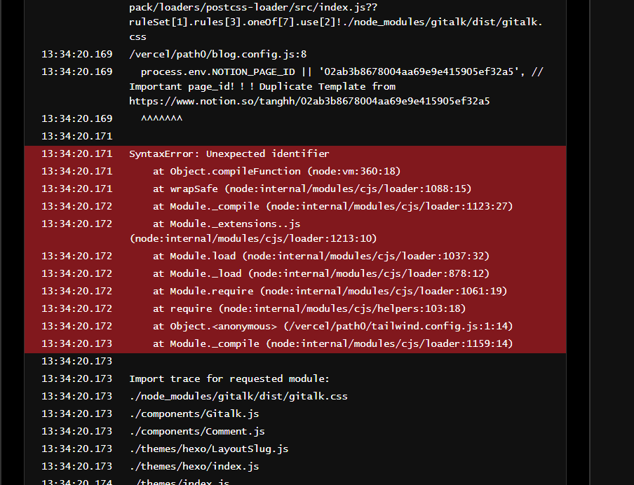 【部署错误】v3.6.1 修改blog.config.js后部署时报错 · Issue #521 · tangly1024 ...