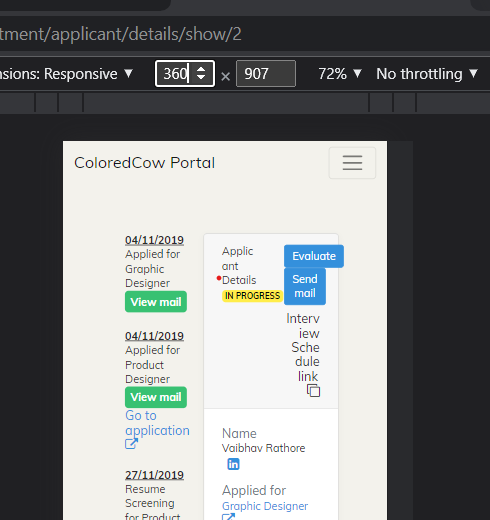 Responsive Applicant Details Page · Issue 2947 · Coloredcowportal · Github 