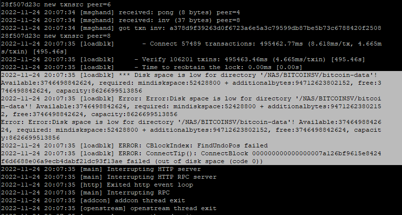 Low space error · Issue #286 · bitcoin-sv/bitcoin-sv · GitHub