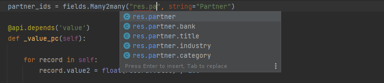 Autocomplete commercial modules like sale.subscription? · Issue #72 · odoo-ide/pycharm-odoo · GitHub