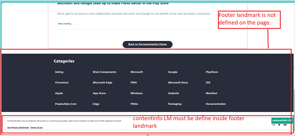 [PWA Builder-Blog]: Footer landmark is not defined on the page. · Issue #3941 · pwa-builder ...