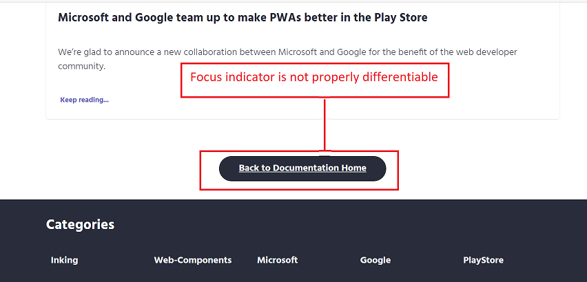 Pwa Builder Blog Keyboard Boundary Indicator Is Not Properly Visible For The Back To
