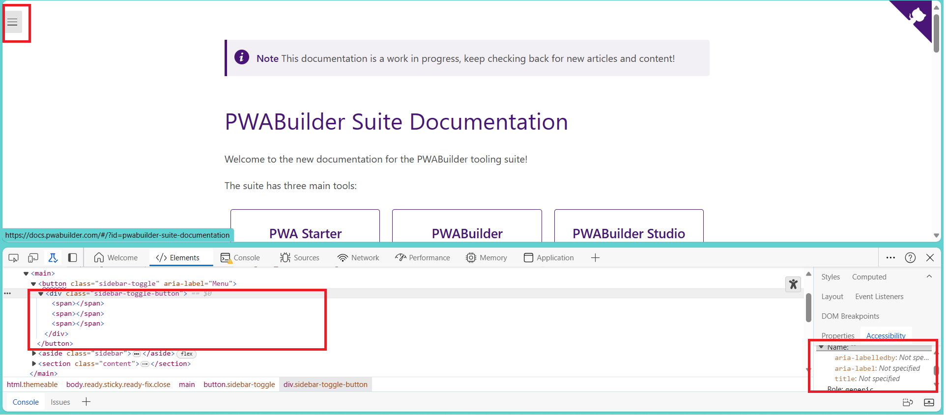 [PWA Builder-Blog]: Hamburger menu is not accessible with keyboard. · Issue #4242 · pwa-builder ...