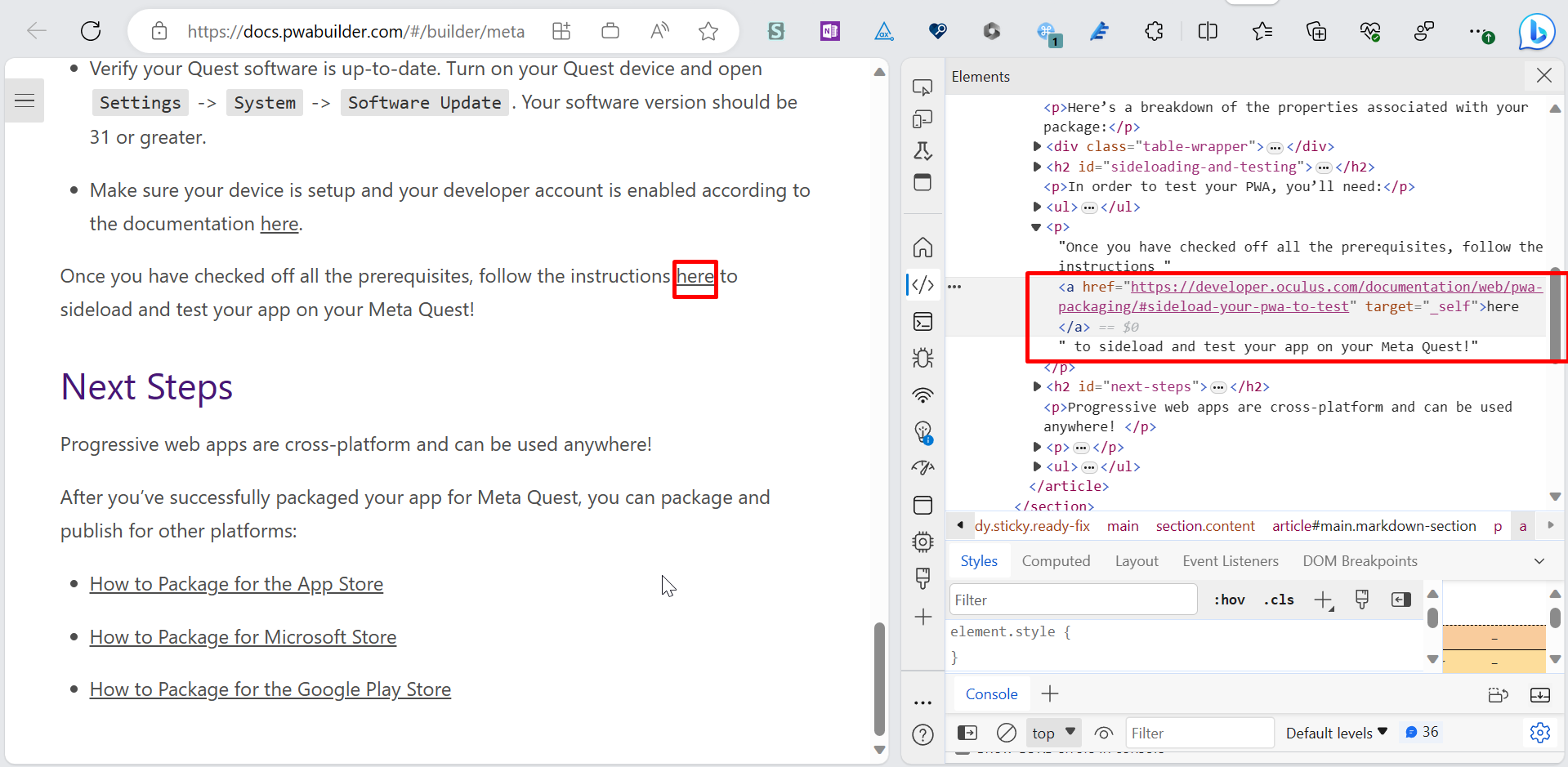 [DOCS]: Screen reader is not announcing the descriptive information for the ‘Here’ link. · Issue ...