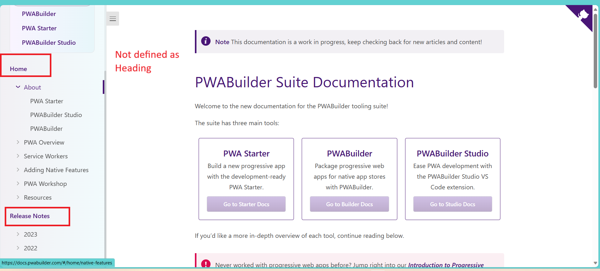 [PWA Builder + DOCS]: No heading is defined on the page. · Issue #4232 · pwa-builder/PWABuilder ...