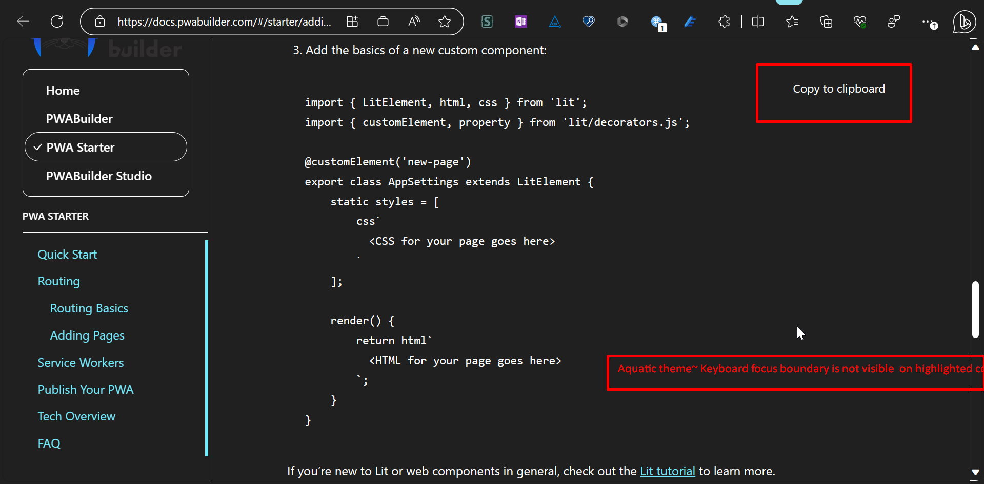 {Linked:Bug214443; LinkedBug} [DOCS]: Proper keyboard focus boundary is not visible on the ‘Copy ...
