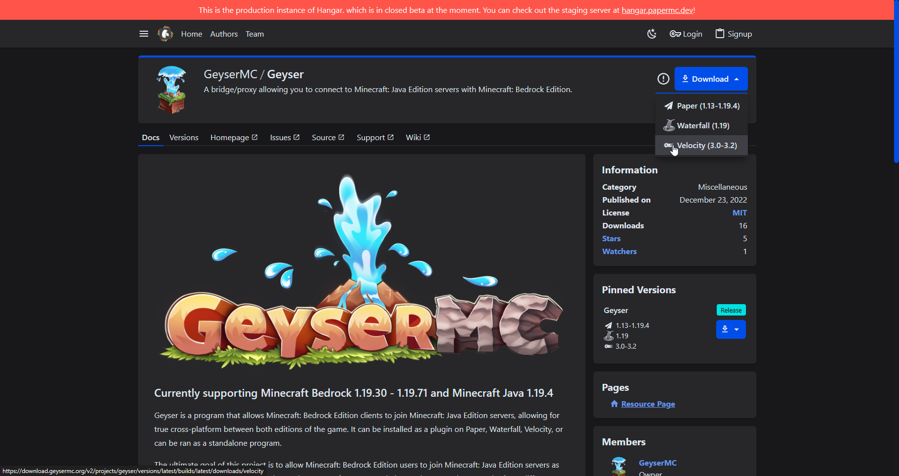 External downloads are not marked as external downloads · Issue #1118 · HangarMC/Hangar · GitHub