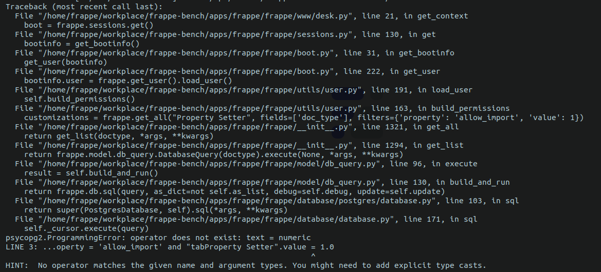 Postgres Query Bug · Issue 9548 · Frappefrappe · Github