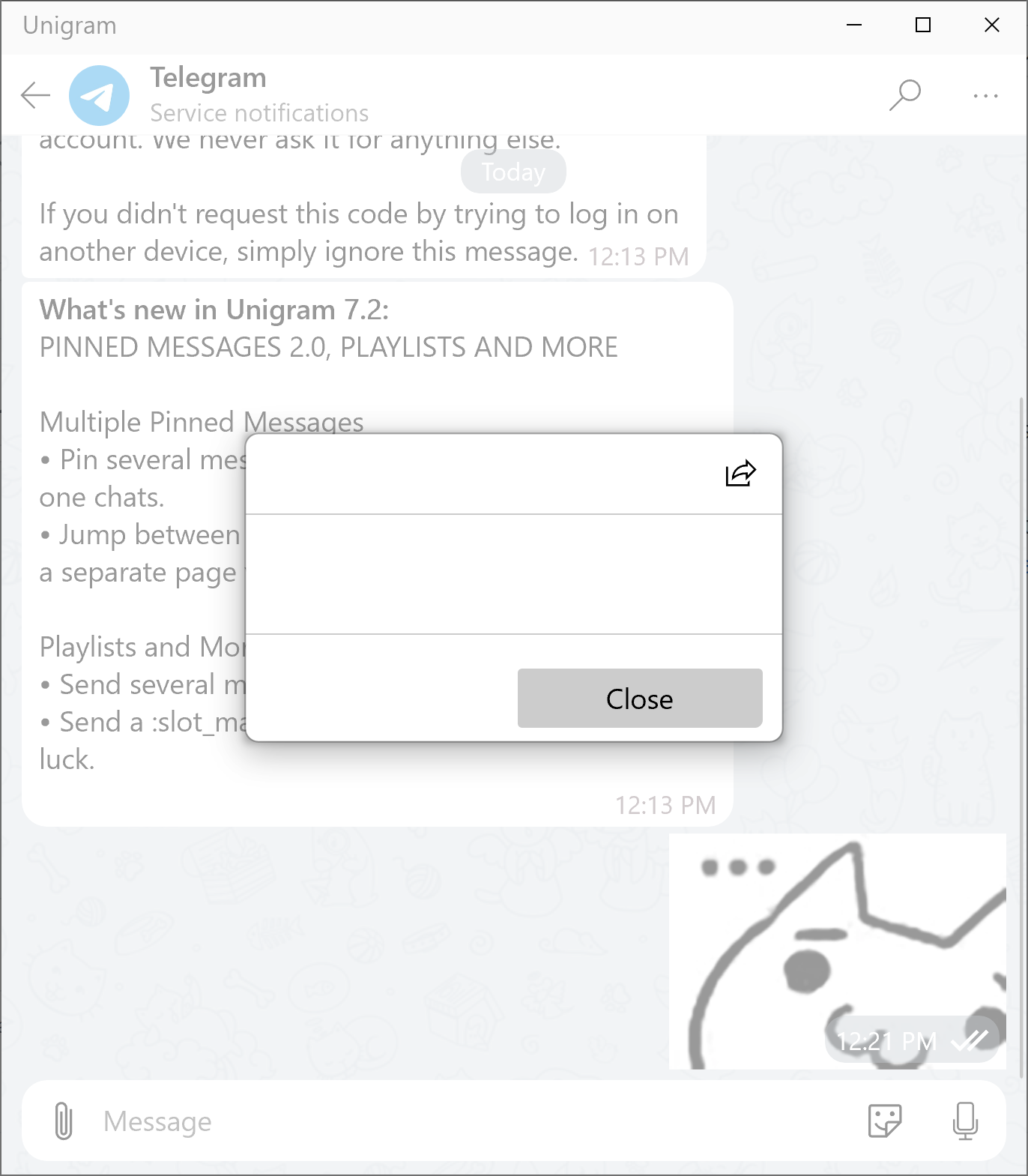 Crash when clicking sticker in message · Issue #2131 · UnigramDev/Unigram · GitHub