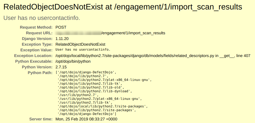 'User has no usercontactinfo' error on uploading nessus report · Issue #898 · DefectDojo/django ...
