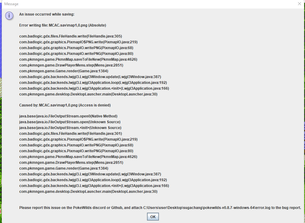 my map keeps on restarting after i re-load the game :/ pic of the error below · Issue #274 ...