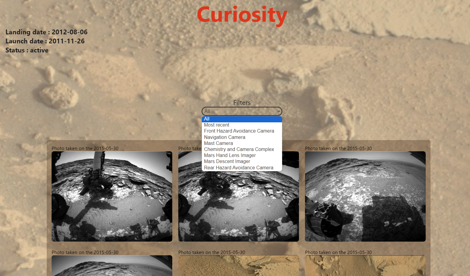 GitHub - Anko21/Mars-Rover-Dashboard---NASA-API-Integration: This app makes use of Functional ...