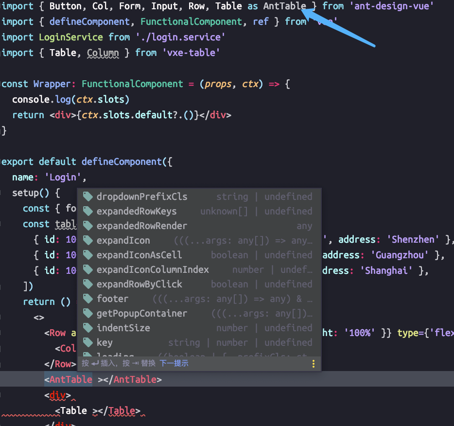 tsx属性类型提示 · Issue #1310 · x-extends/vxe-table · GitHub