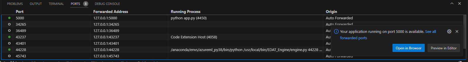 Port Forwarding from Azure ML Remote Machine broken with 1.82 · Issue ...