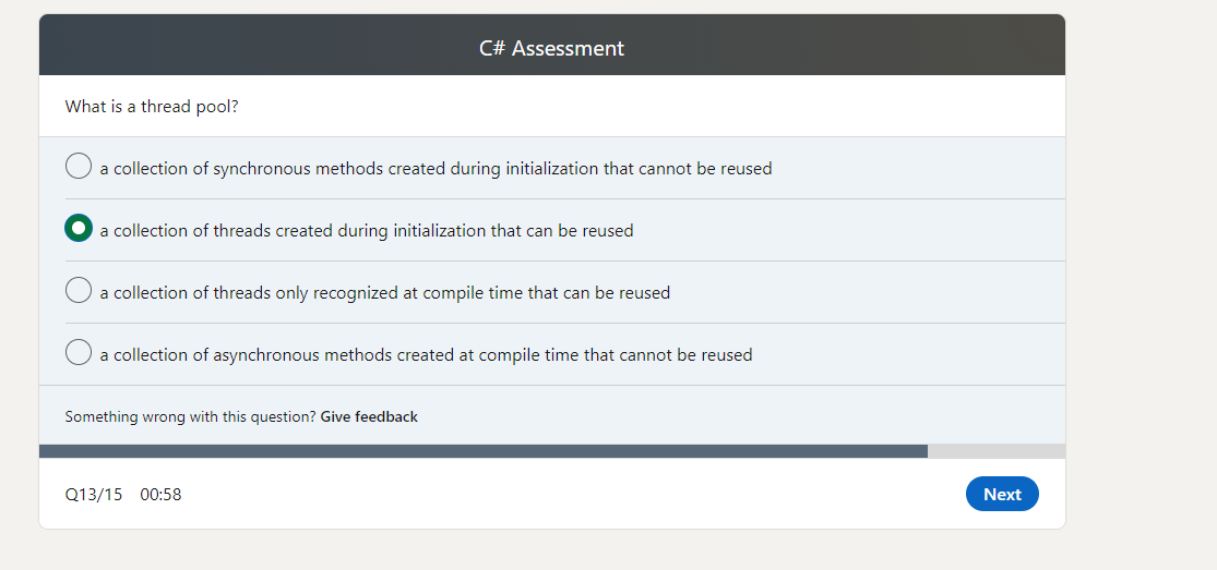 For the C# quiz I would like to add 4 more questins that I have found ...