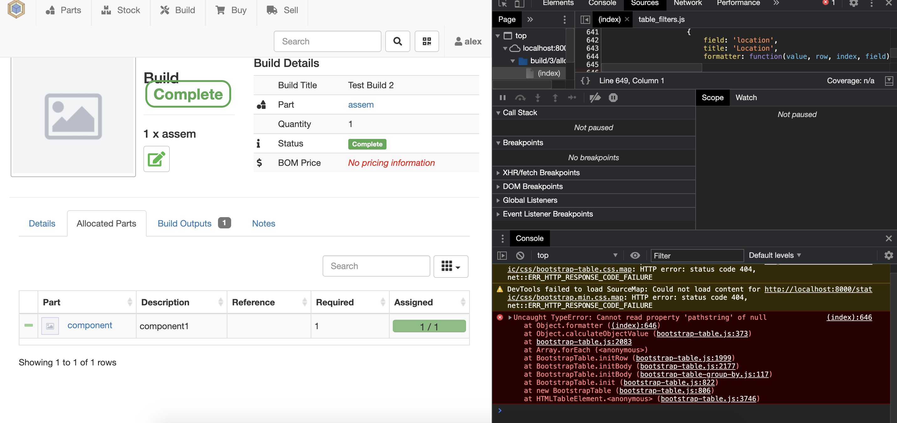 Expanding allocated items within a build fails if an allocated item is missing a location ...