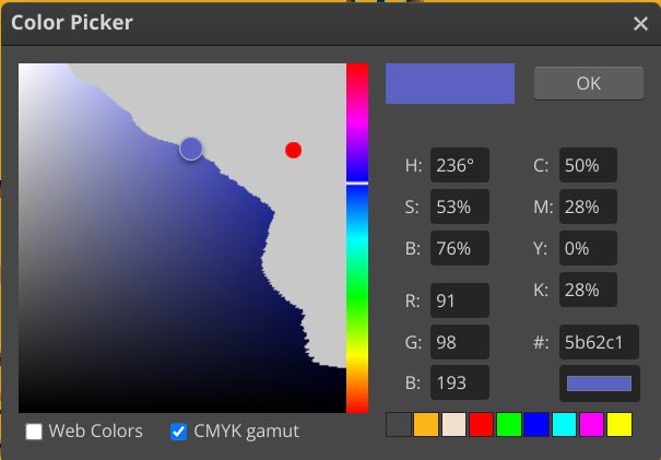 photopea Color picker should have CMYK variables