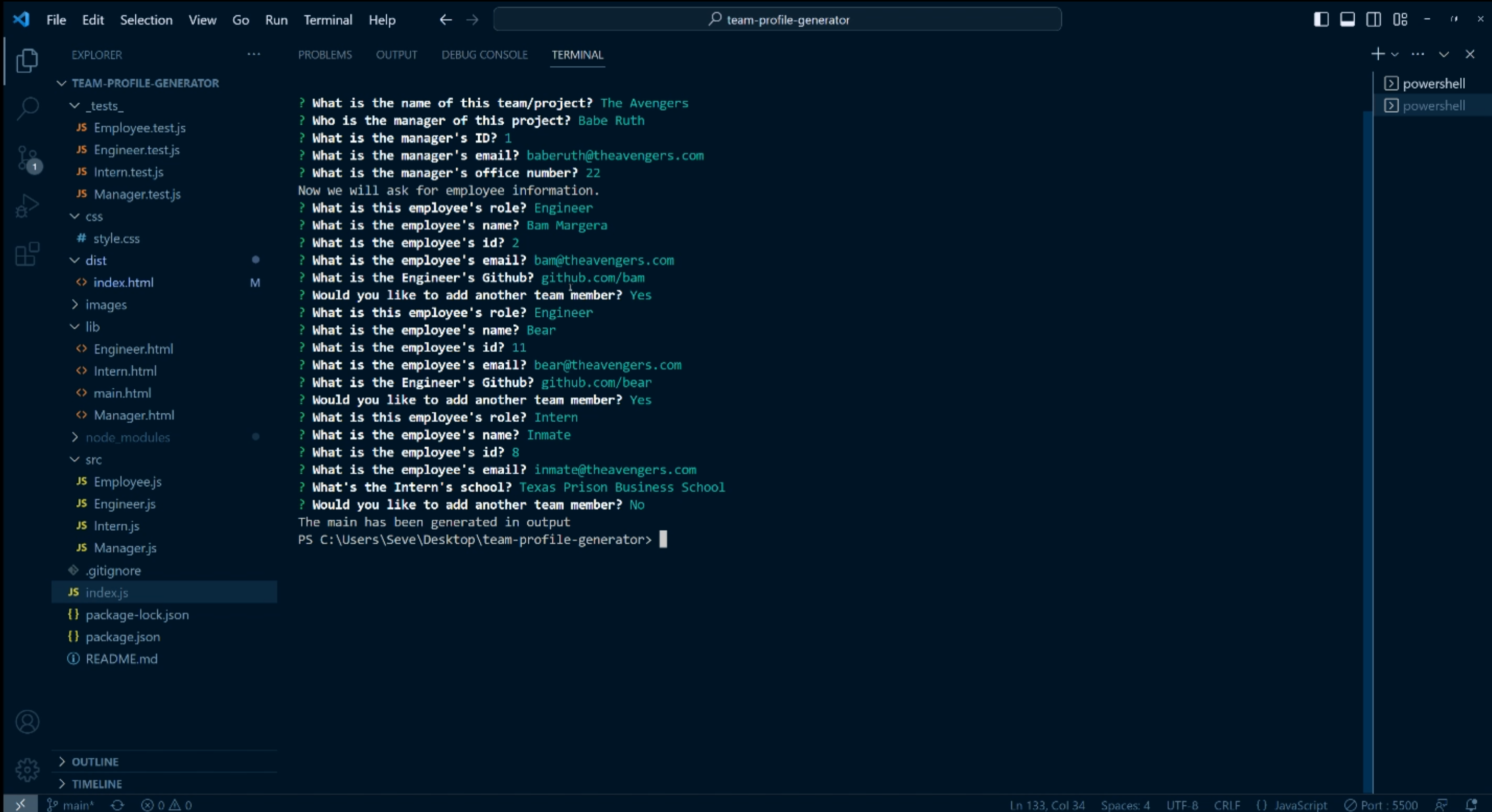 GitHub - snerowski/team-profile-generator