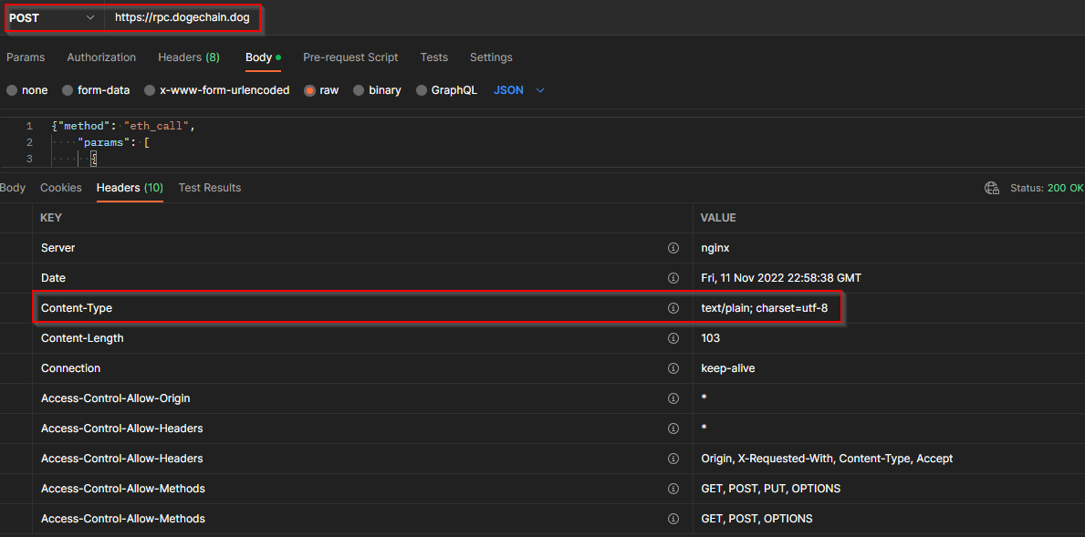 RPC endpoint response Content-Type · Issue #247 · dogechain-lab/dogechain · GitHub