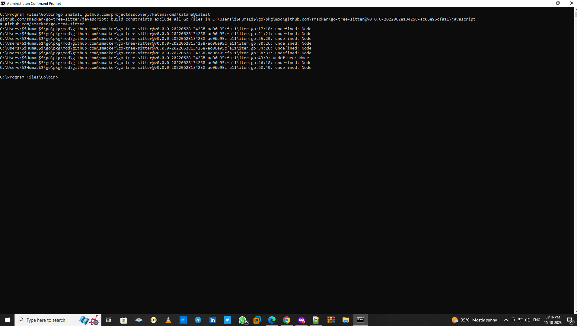 issue generate when i install katana on windows 10 · Issue #624 · projectdiscovery/katana · GitHub