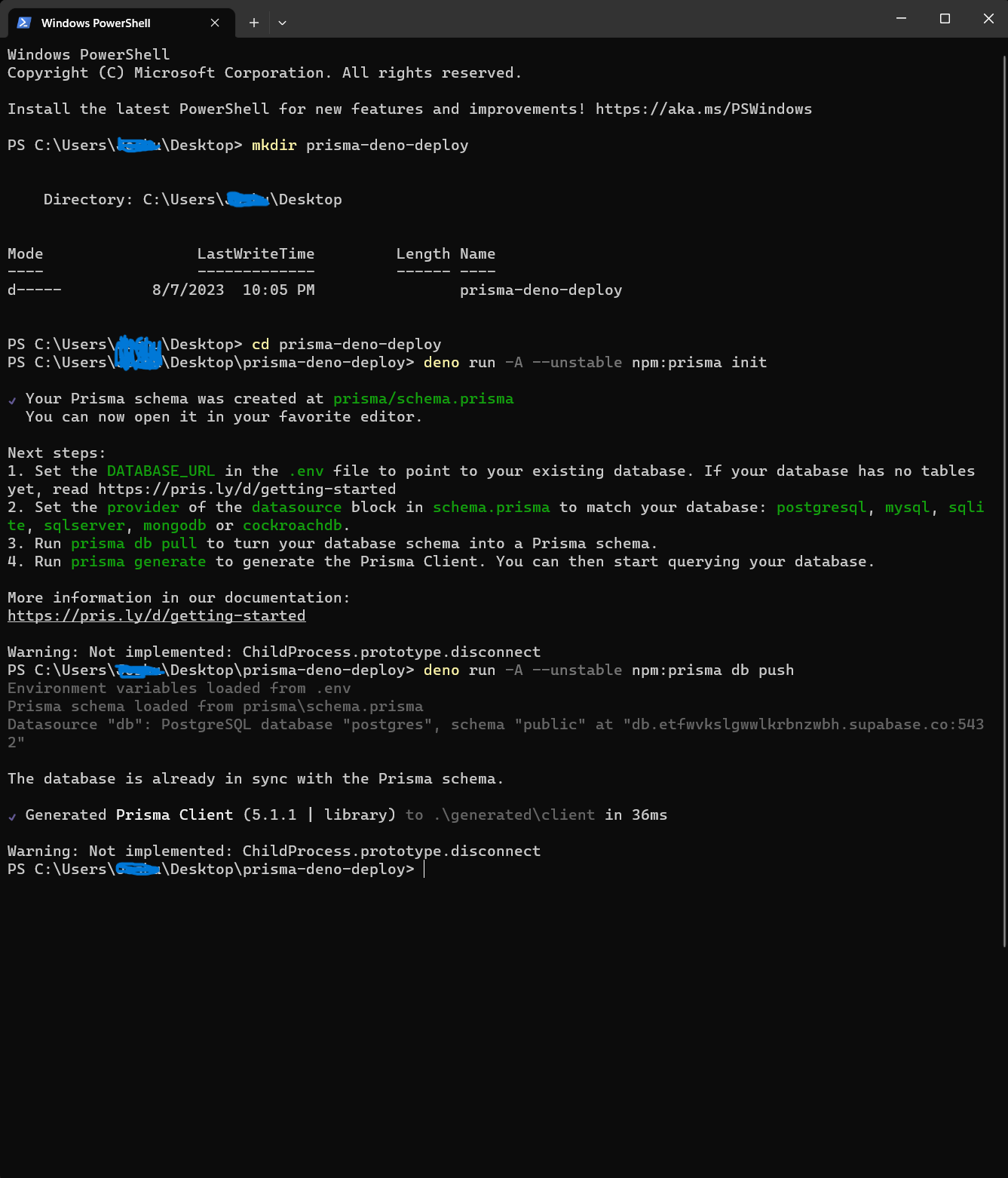 `prisma generate` fails in Deno Fresh project, `error: Uncaught ReferenceError: module is not ...