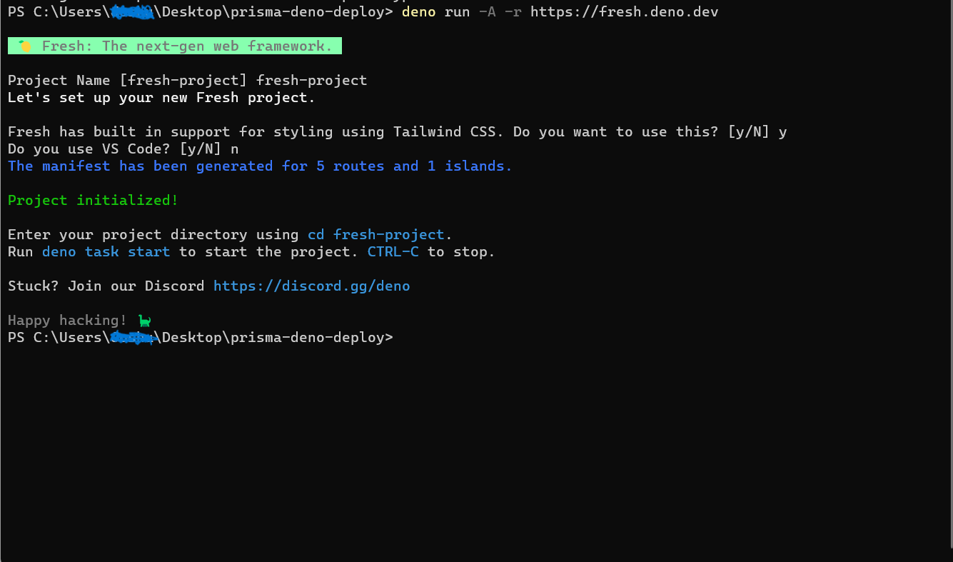 `prisma generate` fails in Deno Fresh project, `error: Uncaught ReferenceError: module is not ...