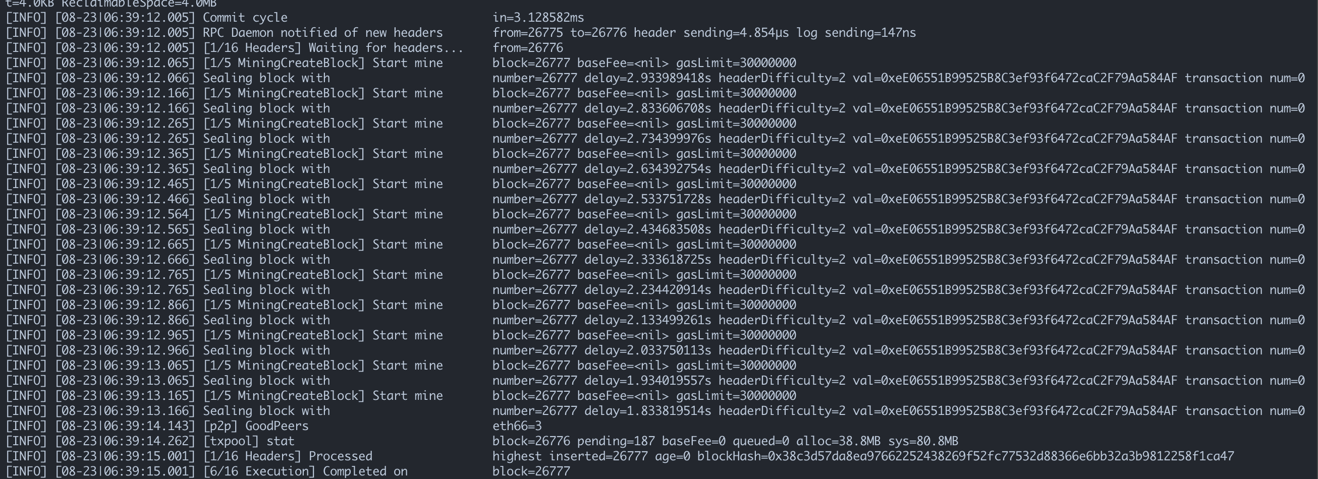 Mining stage always get none of txn and cause the block mined by erigon always empty block ...