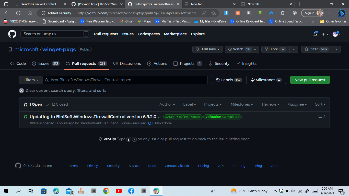 [Package Issue]: BiniSoft.WindowsFirewallControl 6.9.0.0 · Issue #102101 · microsoft/winget-pkgs ...