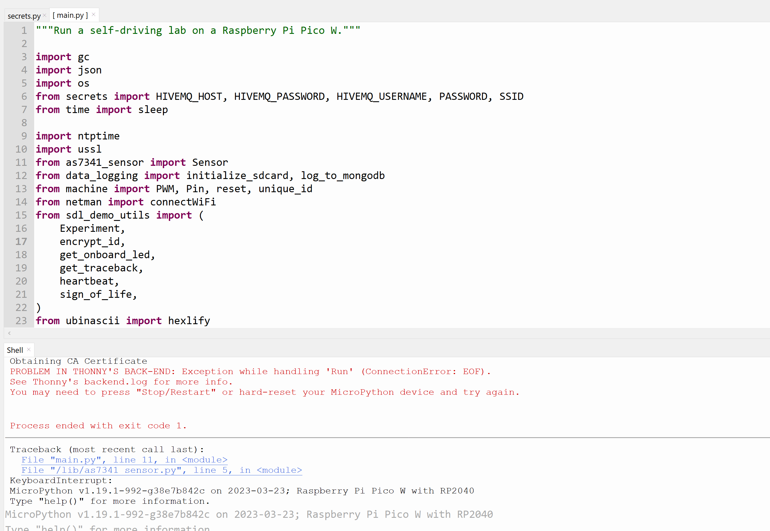 Getting error messages when running 'main.py' · Issue #188 · sparks-baird/self-driving-lab-demo ...