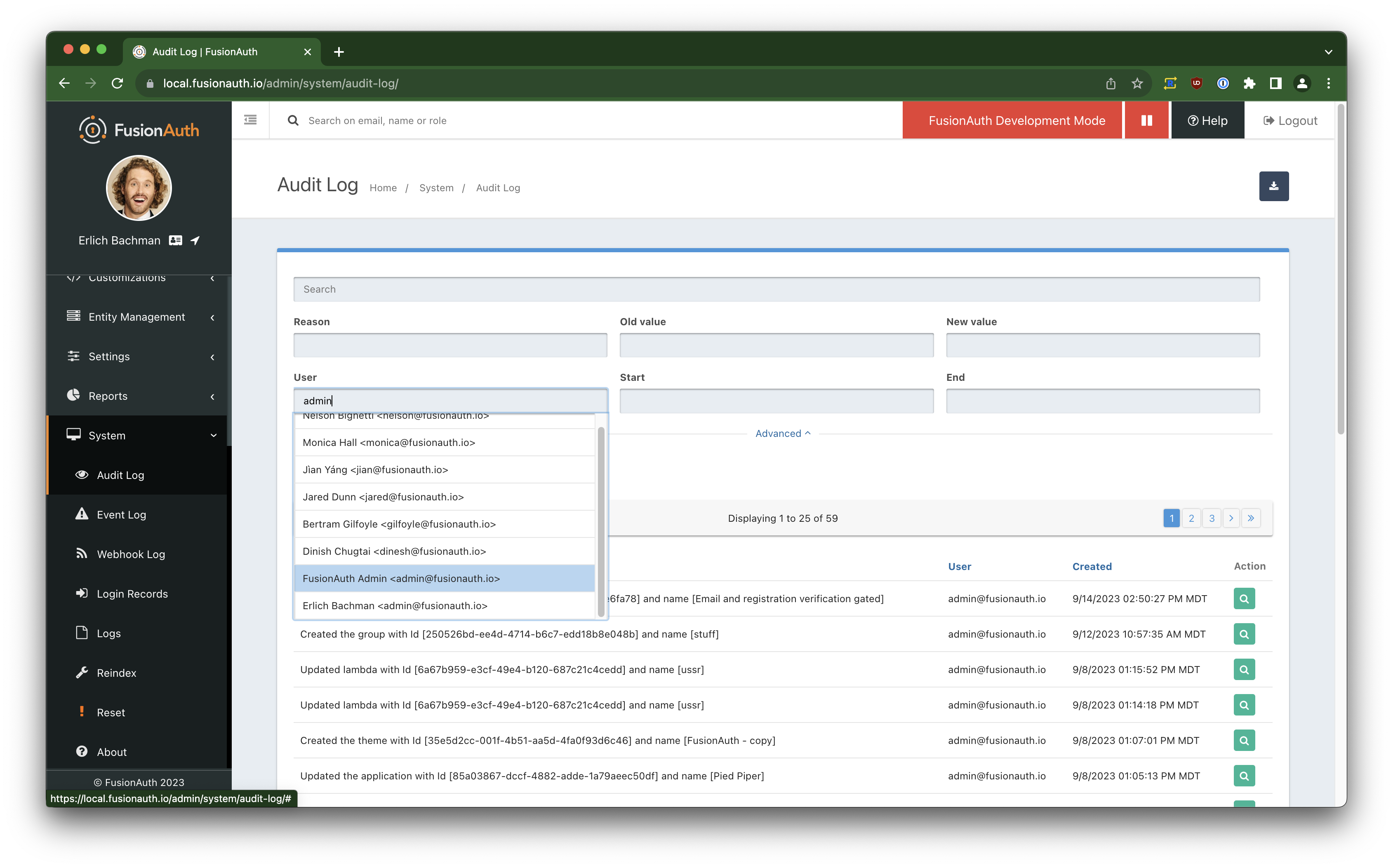 Audit log advanced search parameters are sending incorrect values in the Admin UI · Issue #2470 ...